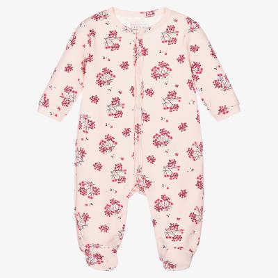 China Custom 100% Cotton Baby Romper Footie Pajamas Newborn 0-24M Unisex Bodysuit for sale