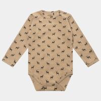 China Newborn Baby Girl Deer Printed Romper Jumpsuit Long Sleeve 100% Cotton Knit Bodysuit Sizes 0-24M for sale
