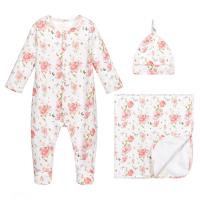 China Wholesale Baby Rompers 3pcs Gift Set Organic Cotton Long Sleeve Newborn Clothes 0-24m for sale