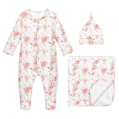 China Wholesale Baby Rompers 3pcs Gift Set Organic Cotton Long Sleeve Newborn Clothes 0-24m for sale
