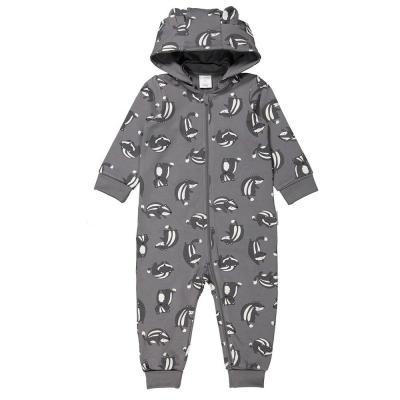 China Baby Boys Long Sleeve Hooded Knitted Romper 100% Cotton 0-24M Custom Color for sale