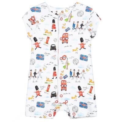 China 100% Cotton Baby Rompers Summer Short Sleeve Plain Printed Infant Jumpsuits 0-24M for sale