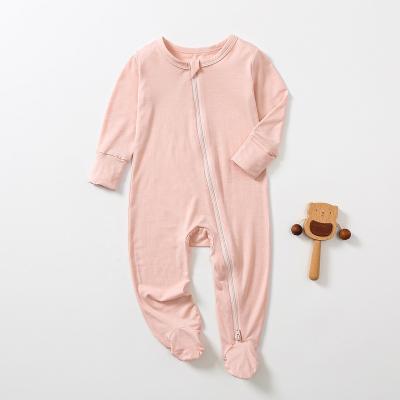 China Custom Bamboo Baby Romper with Zipper Footie Pajamas Organic Cotton Sleepwear 0-24M for sale