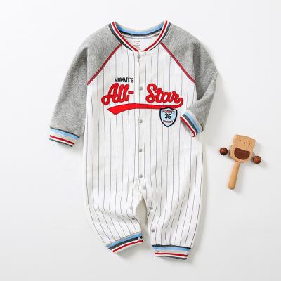 China Baby Boy Romper Embroidery Patch Organic Cotton Bodysuit Romper 0-24M Custom Color for sale