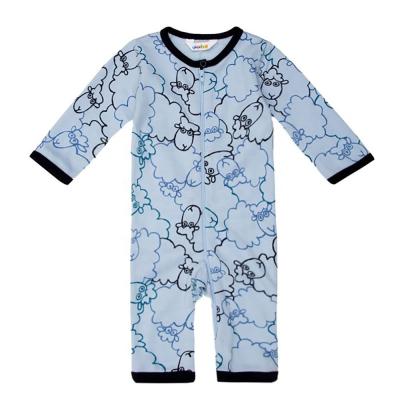 China Custom 100% Organic Cotton Baby Footie Zipper Onesie Jumpsuit 0-36M for sale