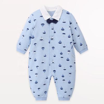 China 100% Cotton Long Sleeve Baby Bodysuit Newborn Rompers Polo Neck Toddler Jumpsuits 0-36M for sale