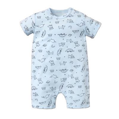 China 100% Cotton Baby Jumpsuit Short Sleeves Summer Rompers Sizes 0-36M Custom Colors for sale