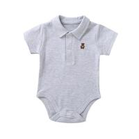 China Custom Logo Baby Romper 100% Cotton Short Sleeve Polo Bodysuit with Snap Buttons Sizes 0-18M for sale