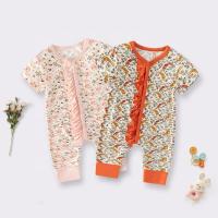 China Bamboo Fabric Baby Rompers Printed Zipper Snap Rompers for Summer 0-36M for sale