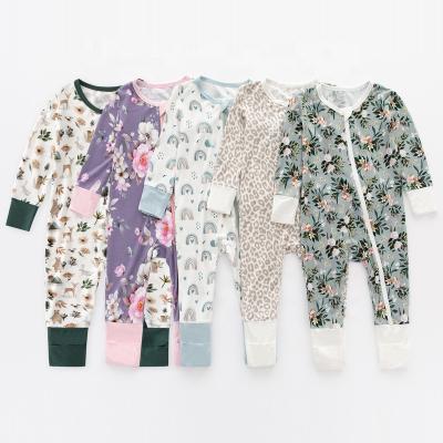 China Organic Bamboo Viscose Baby Sleep Romper with Reverse Zipper 97% Bamboo 3% Spandex 0-24M for sale