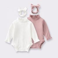 China Bamboo Cotton Baby Romper Long Sleeve Ruffle Design Girls Bodysuit 0-24M for sale
