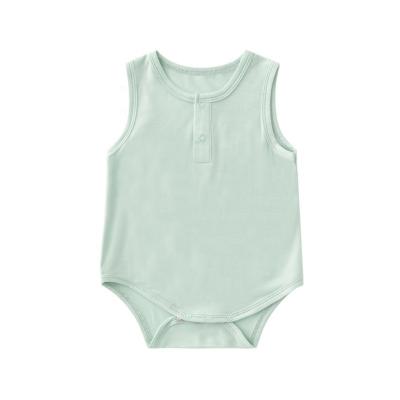 China Bamboo Fiber Baby Vest Rompers Sleeveless Bodysuits Newborn Jumpsuit Sizes 59-90 for sale