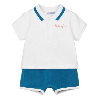 China 100% Cotton Baby Clothing Sets Summer Short Sleeve Shorts Toddler Boys Girls 0-24M Custom Color for sale