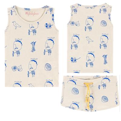 China Custom Printed 100% Cotton Baby Clothing Sets Summer 0-24M Boys Girls for sale