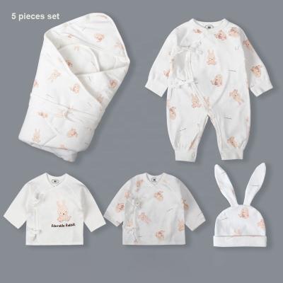 China 100 Cotton Newborn Baby Romper Gift Set Organic Boy Clothes 0-6M for sale
