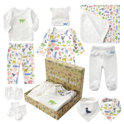 China Newborn Baby Gift Set 10pcs 100% Cotton Clothing Sets 0-6M Custom Color for sale