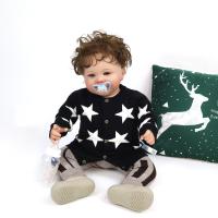 China Organic Cotton Baby Cardigan Sweater Stars Pattern Knitted 0-24M Custom Color for sale