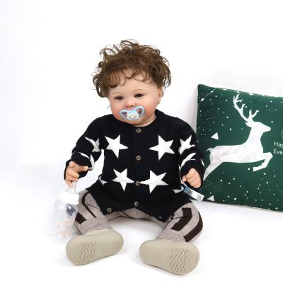 China Organic Cotton Baby Cardigan Sweater Stars Pattern Knitted 0-24M Custom Color for sale