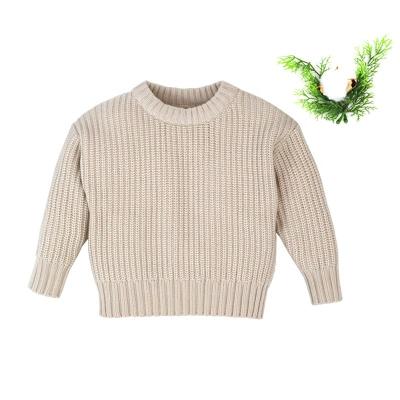China Custom Design Chunky Knit Baby Sweater 100% Cotton Pullover for Toddler Boys Girls Size 3M to 3 Years for sale