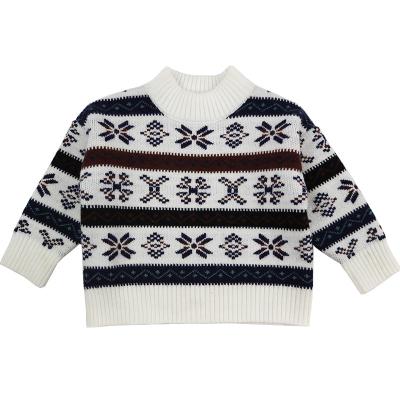 China Custom Jacquard Knitted Baby Pullover 60% Cotton 40% Acrylic for Boys Girls Winter 0-24M for sale
