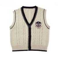 China Children Knitted V Neck Sleeveless Cardigan Sweater for Boys 1-6 Years Custom Yarn for sale