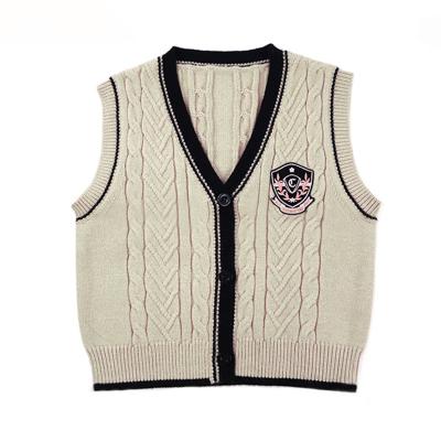 China Children Knitted V Neck Sleeveless Cardigan Sweater for Boys 1-6 Years Custom Yarn for sale