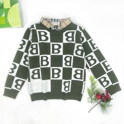 China Boys Jacquard Knitted Sweater Polo Shirt for Ages 1-5 Years Custom Yarn Blend for sale