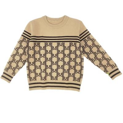 China Jacquard Knitted Crew Neck Baby Sweater for Toddlers 1-5 Years Custom Yarn Color for sale