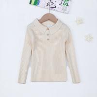 China Rib Knitted Baby Girl Sweater Polo Neck Soft Warm Children Pullover Size 100-150 for sale