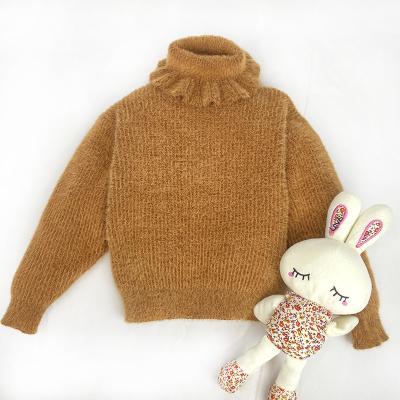 China Knitted Kids Turndown Neck Turtleneck Ruffle Edge Collar Pullover Furry Sweater Size 1-6 Years for sale