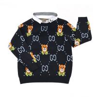 China Kids Knit Bear Pattern Faux Shirt Collar Winter Sweater Size 4-7 Years Custom for sale