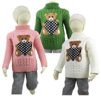 China Customized Knitted Jacquard Cable Pattern Girls Long Sleeve Turtleneck Pullover 100% Cotton 3-6 Years for sale