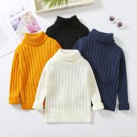 China Childrens High Neck Long Sleeve Cotton Top Baby Girls Ribbed Knit Sweater Turtleneck for Kids 1-5 Years for sale