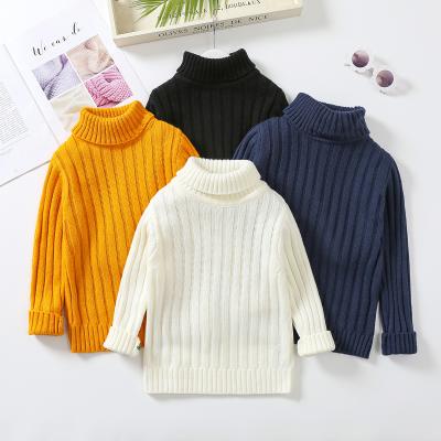 China Childrens High Neck Long Sleeve Cotton Top Baby Girls Ribbed Knit Sweater Turtleneck for Kids 1-5 Years for sale