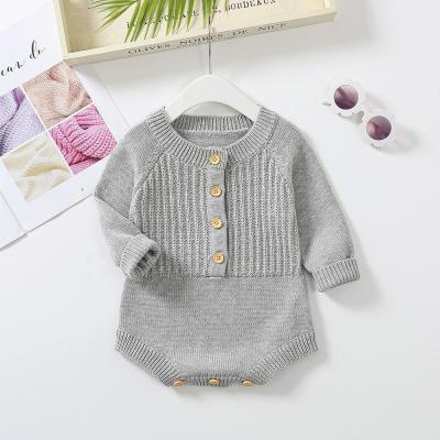 China Baby Boys Girls Knitted Romper Jumpsuit 100% Cotton Long Sleeve Bodysuit Sizes 0-24M for sale