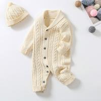 China 100% Cotton Knitted Baby Romper Long Sleeve Jumpsuit with Hat for Newborn Boy Girl 3-24M for sale