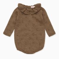 China Organic Cotton Baby Knitted Sweater Romper Long Sleeve Ruffle Neck 3-24M for sale