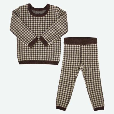 China Custom Baby Crew Neck Long Sleeve Pullover Sweater Set 100% Cotton 0-6 Years for sale