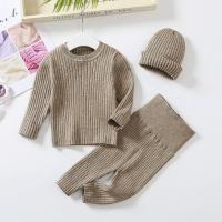 China Baby Knitted Sweater Set 100% Cotton Crew Neck Long Sleeve Pullover for 1-6 Years with Hat for sale