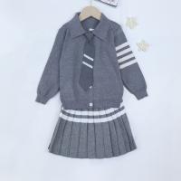 China Girls Knitted Sweater Skirt Set Children School Clothing Two Piece Suit Size 100-150 Custom Color for sale