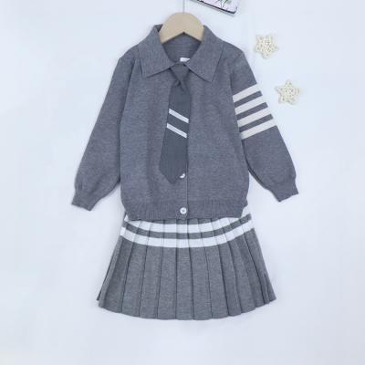 China Girls Knitted Sweater Skirt Set Children School Clothing Two Piece Suit Size 100-150 Custom Color for sale