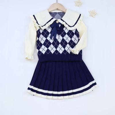 China Girls Knitted Sweater Skirt Set Winter Children Clothing Size 100-150 Custom Color for sale