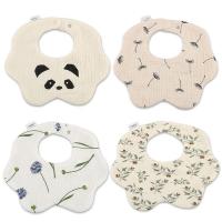 China Custom Baby Bibs 100% Cotton Muslin Drool Bib 6 Layer Absorbent Washable Petal Design for sale