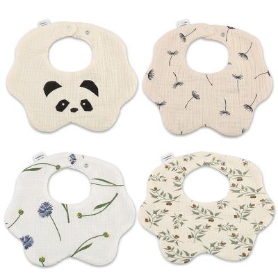 China Custom Baby Bibs 100% Cotton Muslin Drool Bib 6 Layer Absorbent Washable Petal Design for sale