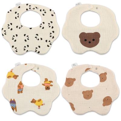 China Customizable 100% Cotton Baby Bandana Drool Bibs 6 Layer Absorbent Infant Feeding Bib for sale