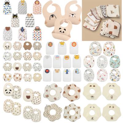 China Organic Cotton Flower Shape Printed 6 Layer Muslin Baby Feeding Bibs Custom Size for sale