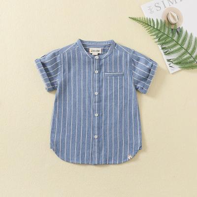 China Customizable Children Boys Plain Cotton Shirts Summer Fashion Kids Tops 100% Cotton for sale