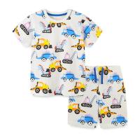 China Kids Cotton Car Print Tracksuit Set 2PCS Boys Tops Shorts Summer Outfit 2T-7T for sale
