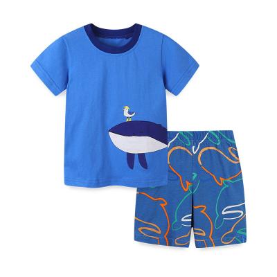 China 100% Cotton Summer Kids Clothing Set Boys 2Pcs Tops Shorts 2T to 7T for sale