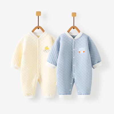 China Unisex Baby Cotton Romper 0-24 Months Winter Long Sleeve Bodysuit Snap Button Closure for sale